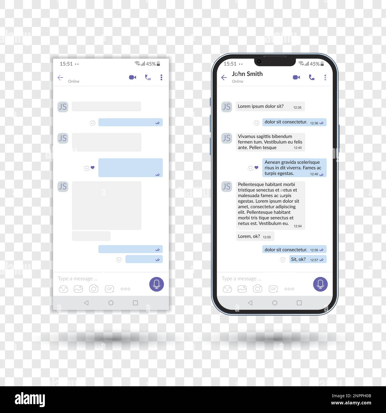Messenger UI template, Social communication app mockup, chat ...