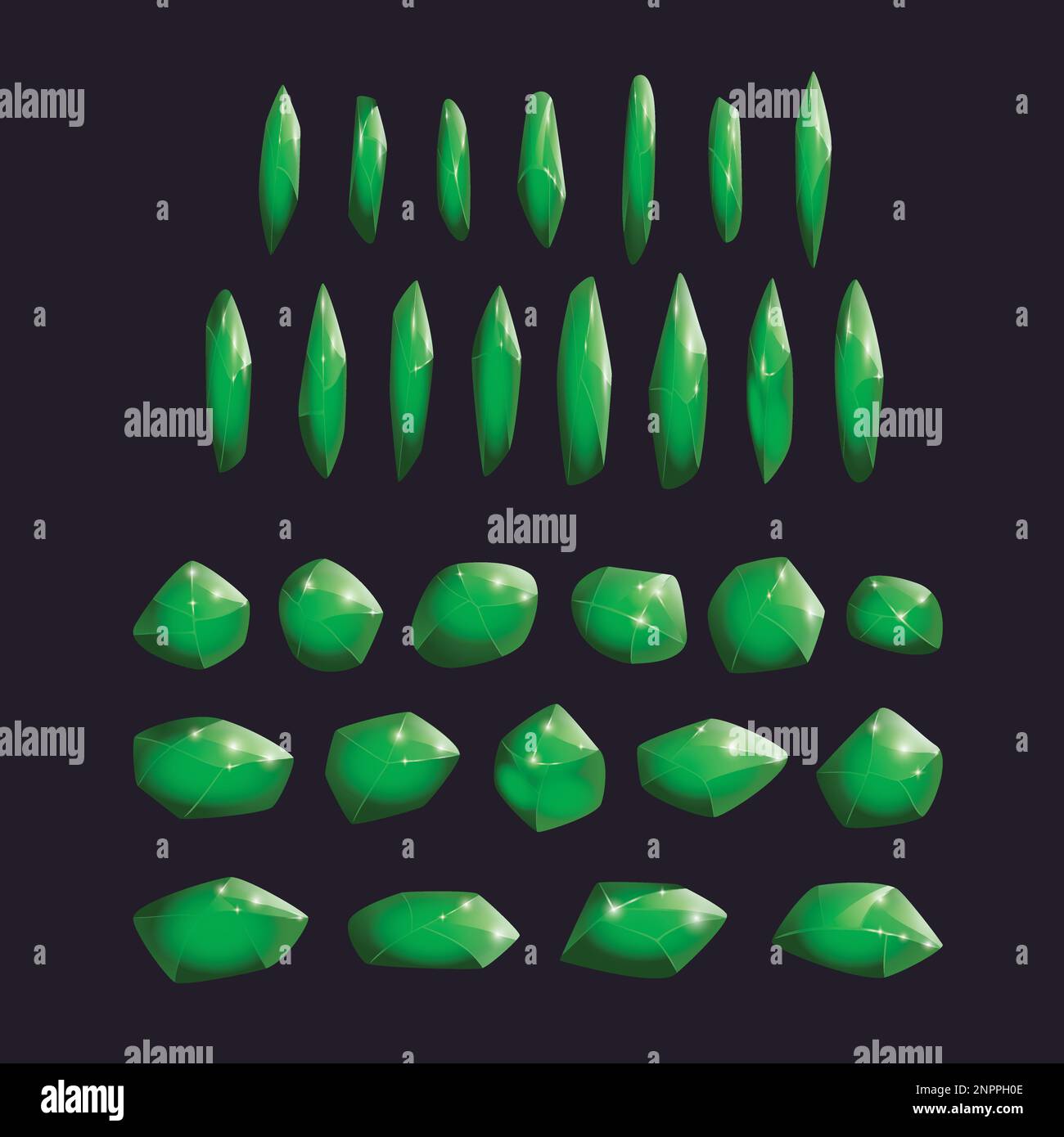 Crystals and natural minerals collection. Cartoon Magic Gemstones set ...