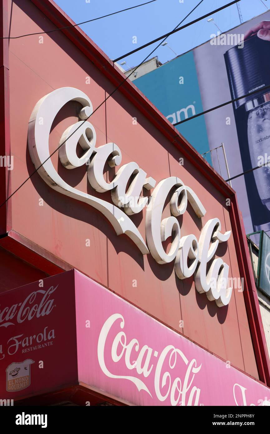 New York, USA - February 25, 2023: Old vintage sign of Coca-Cola drink ...