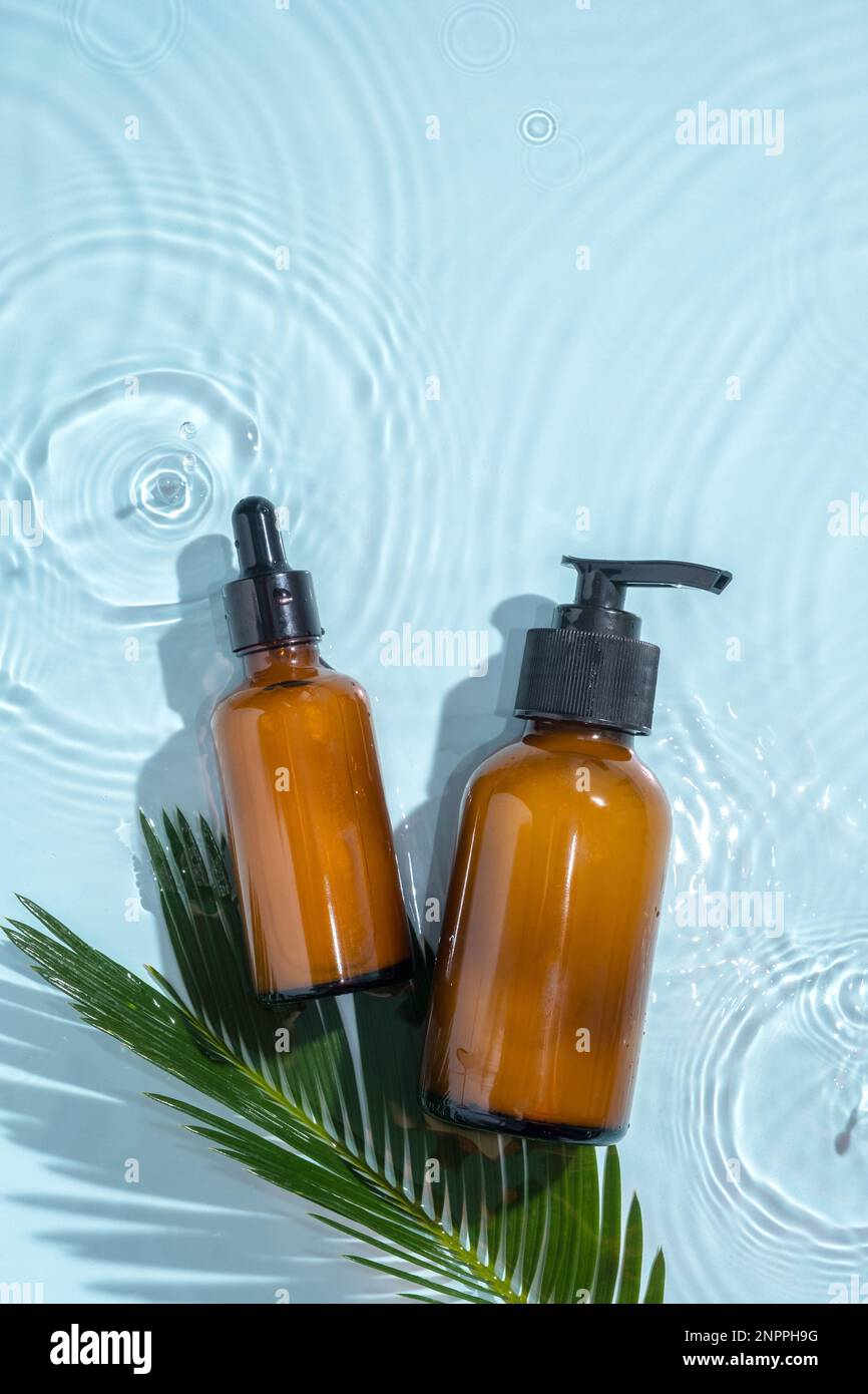 Glass bottle flacon cosmetics beauty product for skin care face cream ...