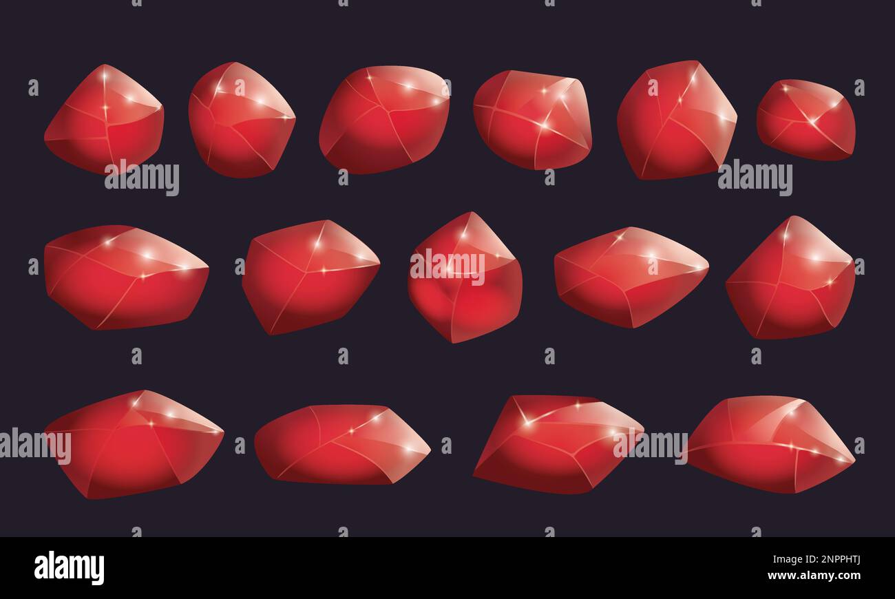 Crystals and natural minerals collection. Cartoon Magic Gemstones set ...