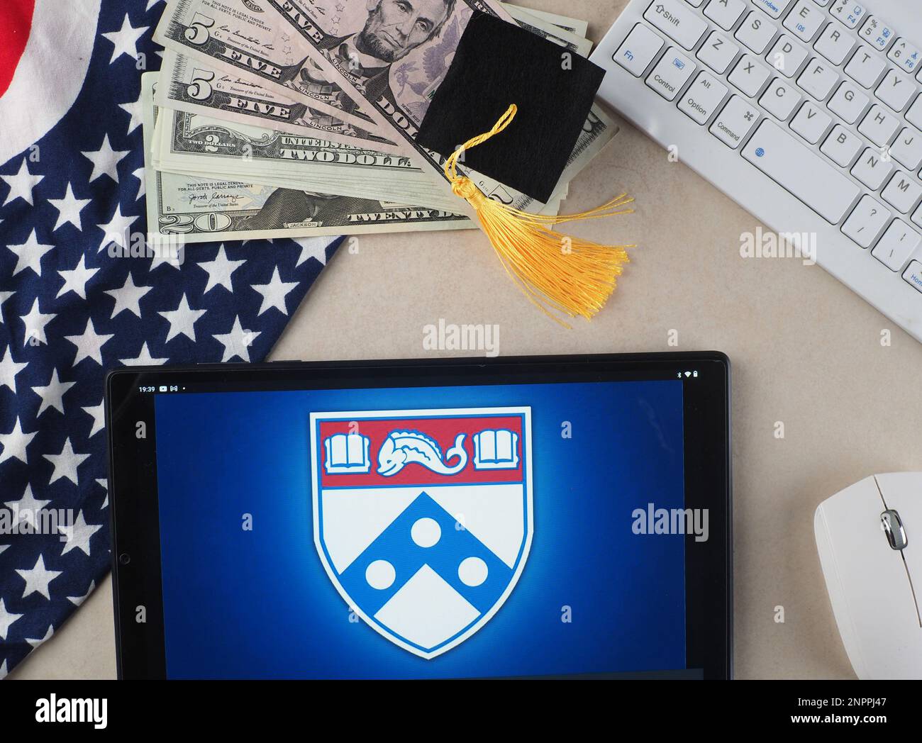 In this photo illustration, University of Pennsylvania logo seen ...