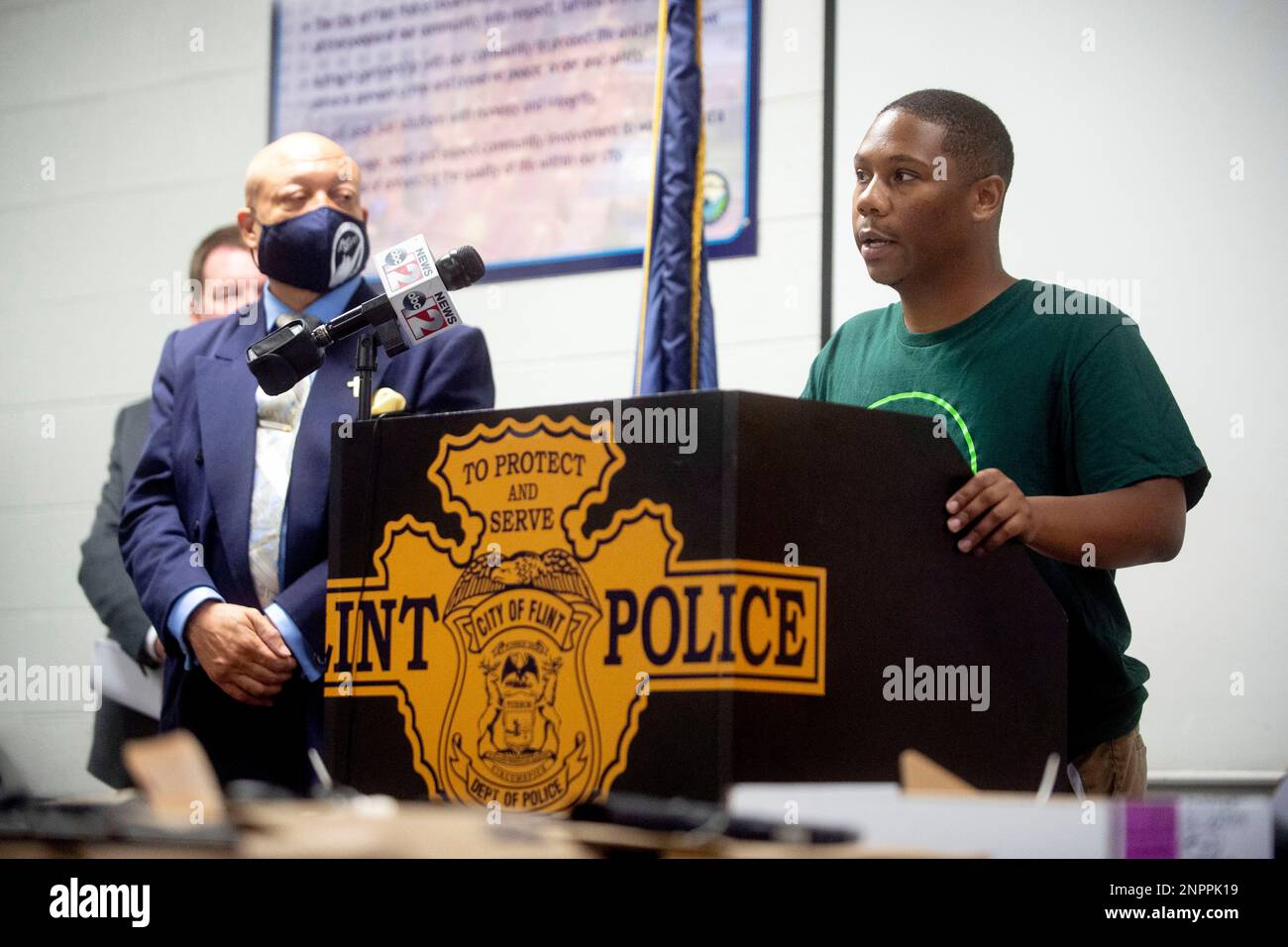 Joseph Pettigrew, a local advocate against gun violence, speaks during ...