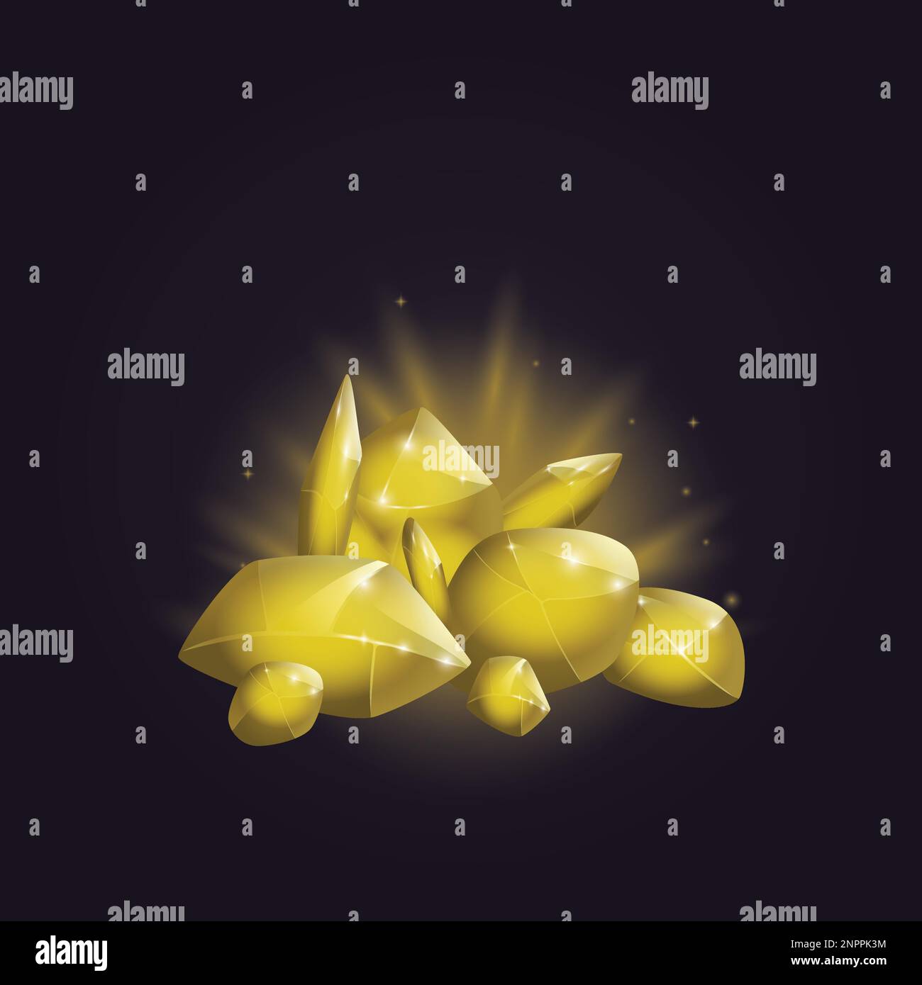 Crystals and natural minerals. Cartoon Magic Gemstones. Game assets ...