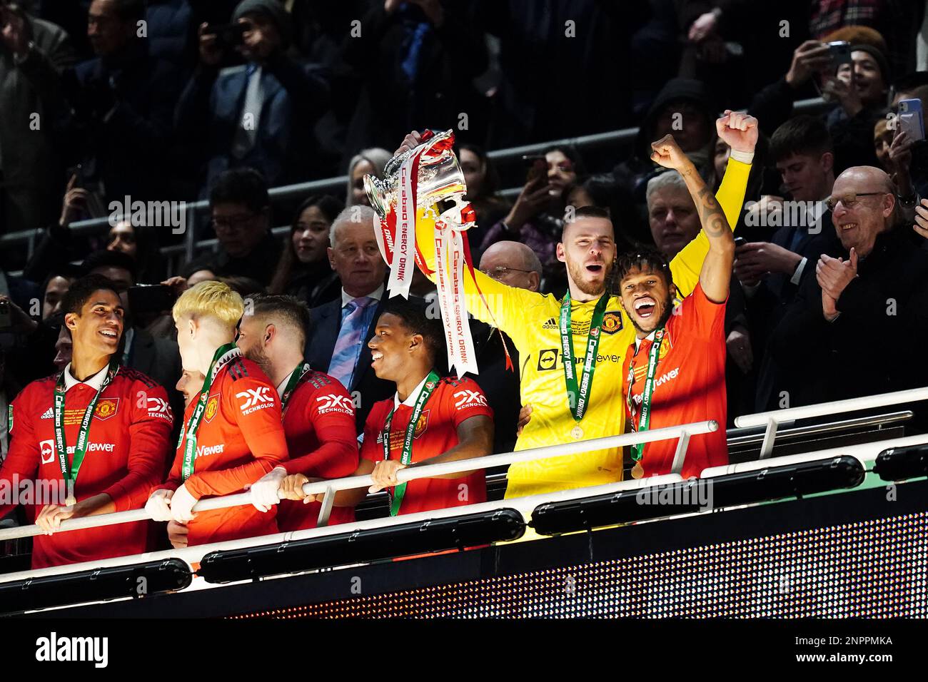 Manchester United goalkeeper David de Gea (left) and Fred celebrate ...