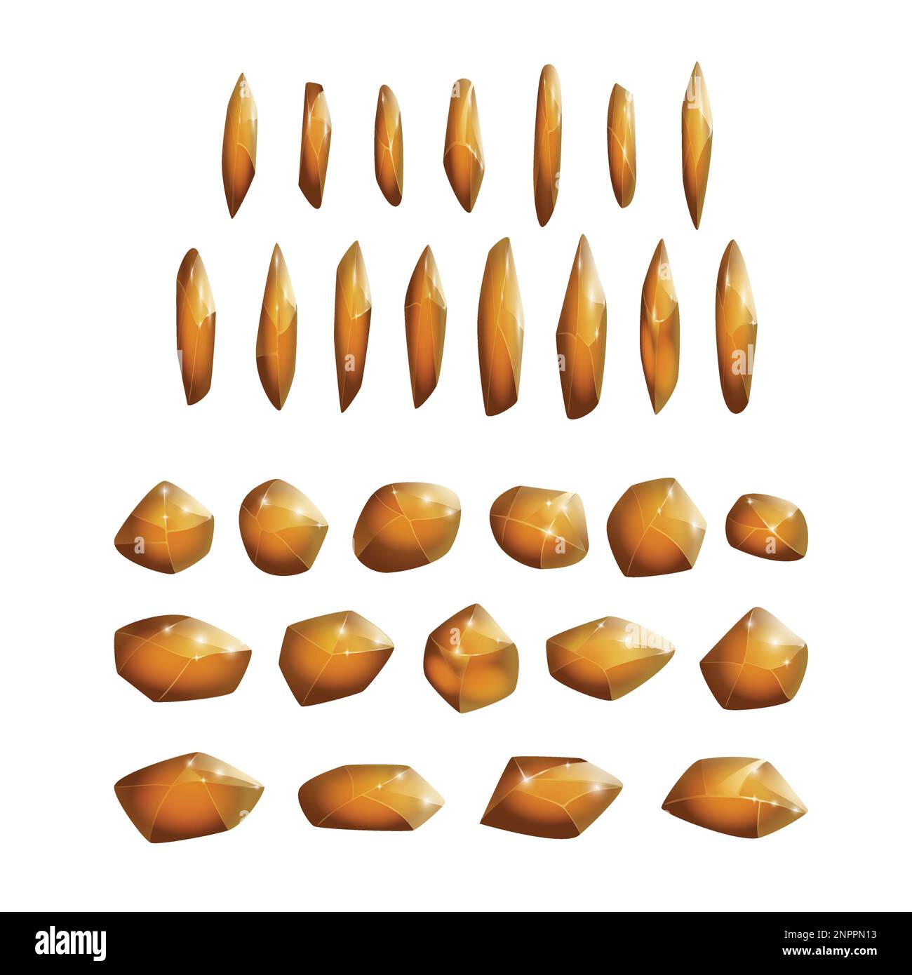 Crystals and natural minerals collection. Cartoon Magic Gemstones set ...