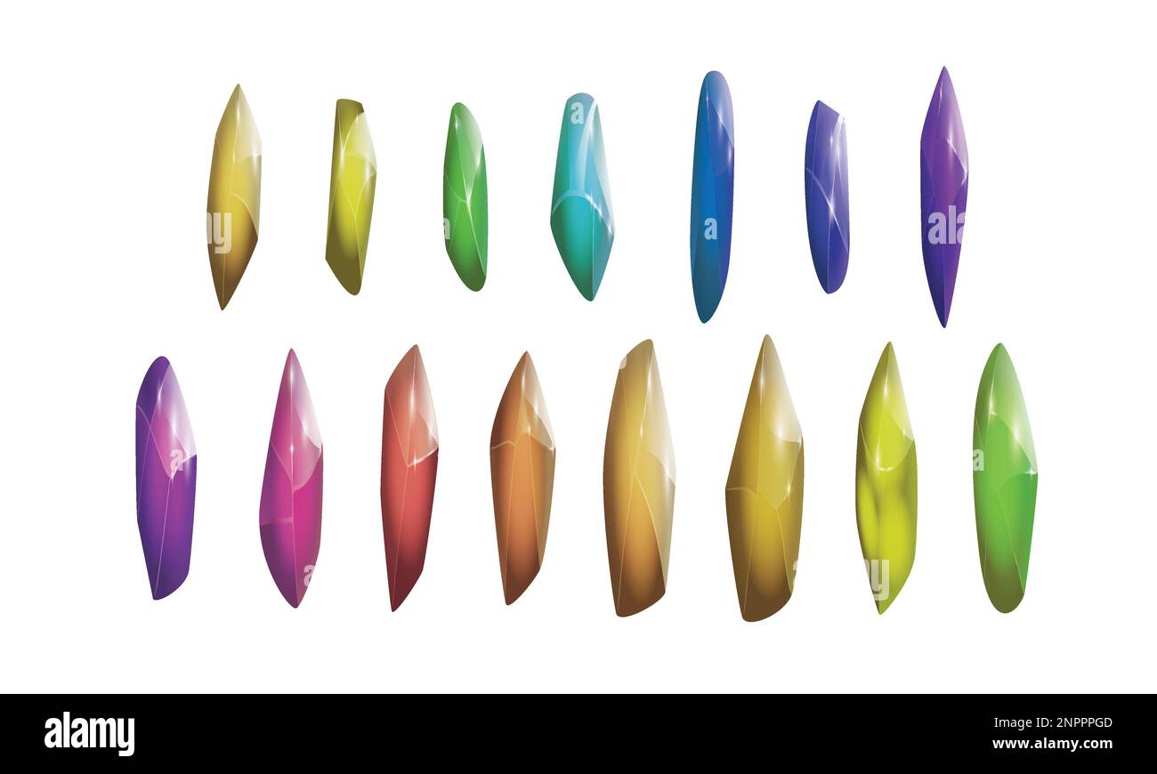 Crystals and natural minerals collection. Cartoon Magic Gemstones set ...