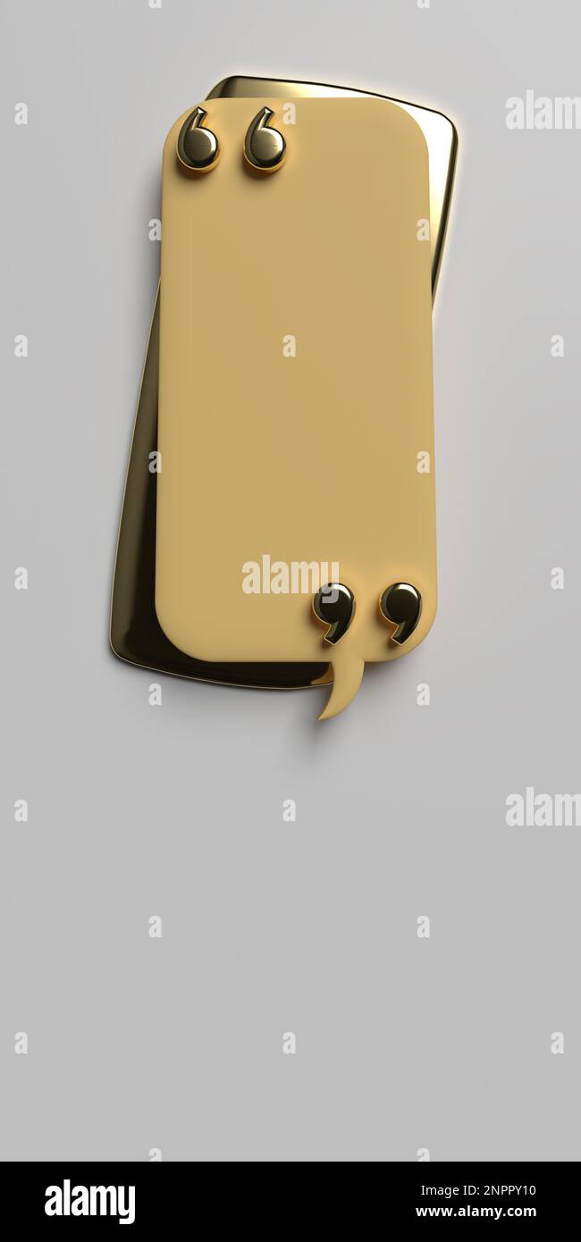 Blank yellow speech bubble with quote marks on vertical background ...