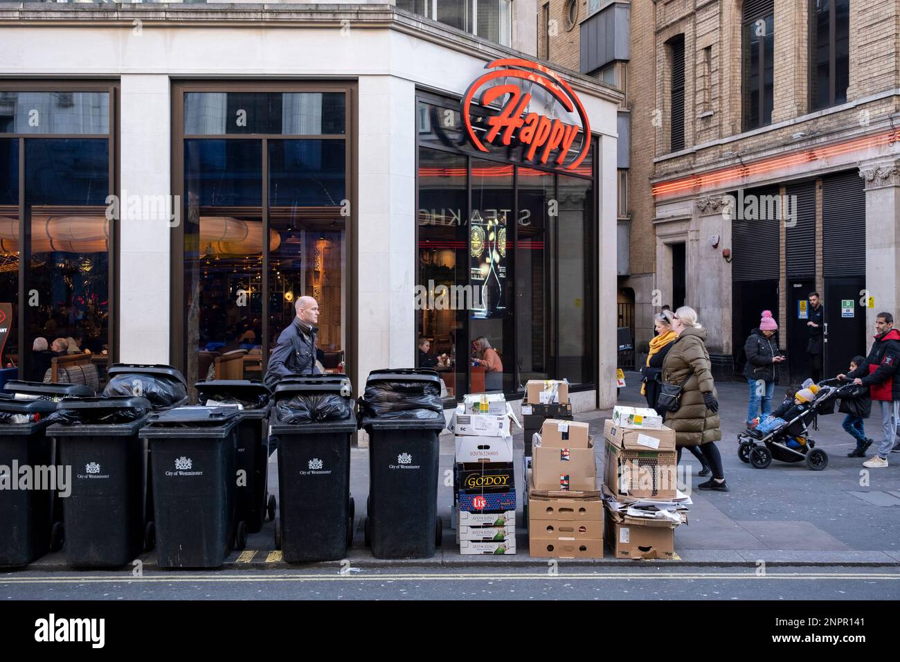 Leicester square rubbish pile hi-res stock photography and images - Alamy