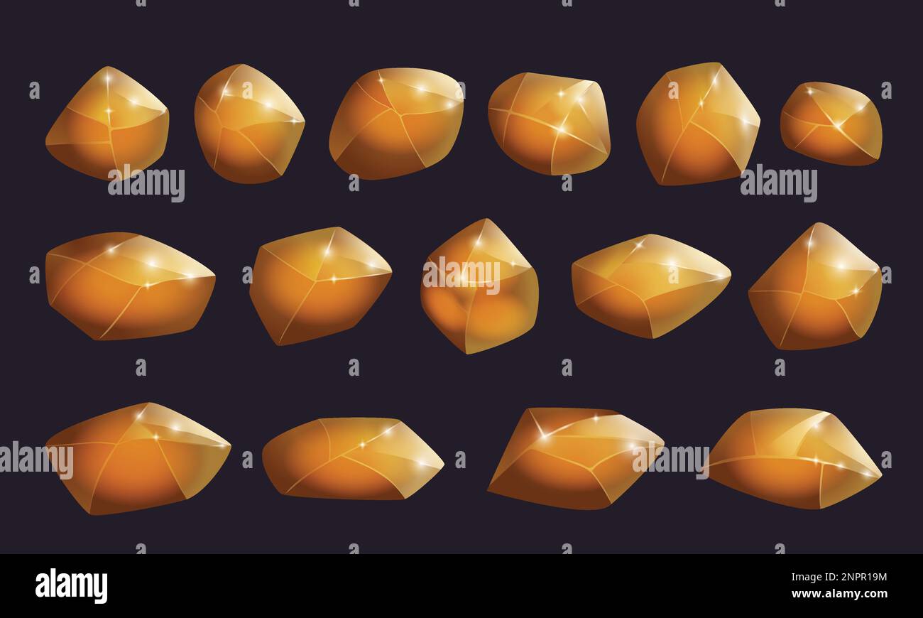 Crystals and natural minerals collection. Cartoon Magic Gemstones set ...