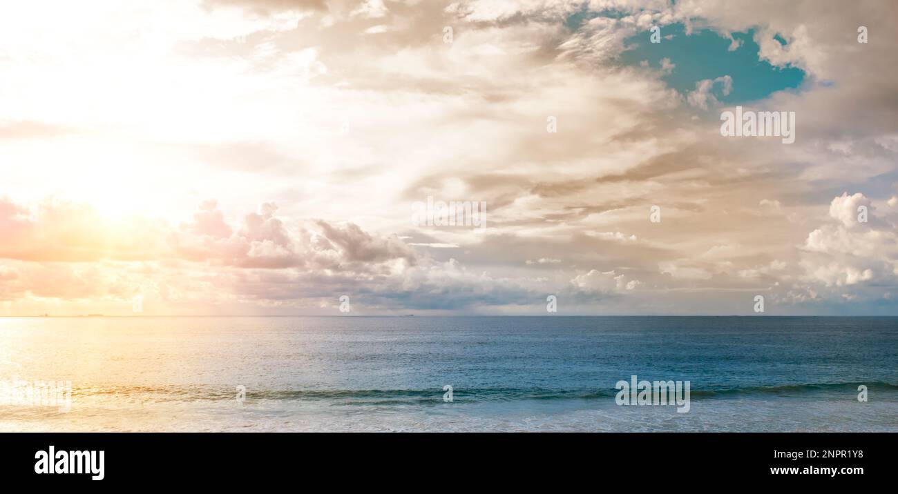 Tropical beach in the early morning. Wide photo Stock Photo - Alamy
