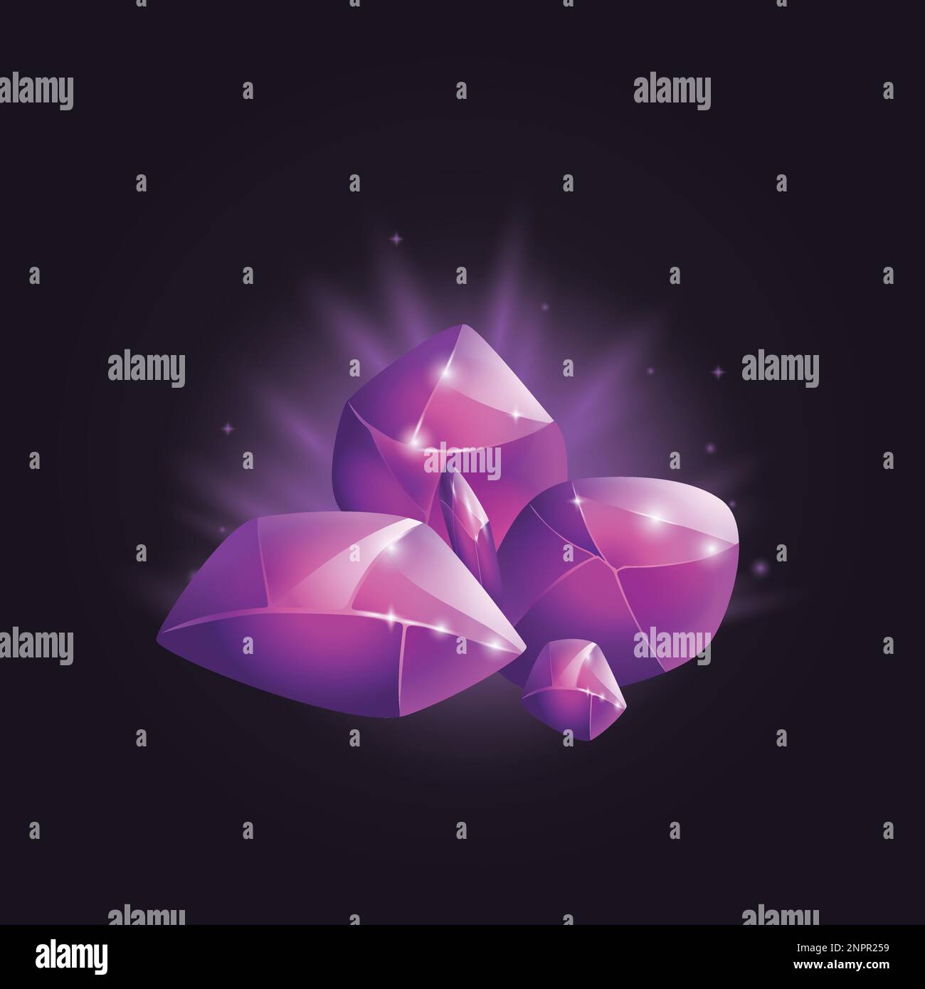 Crystals and natural minerals. Cartoon Magic Gemstones. Game assets ...