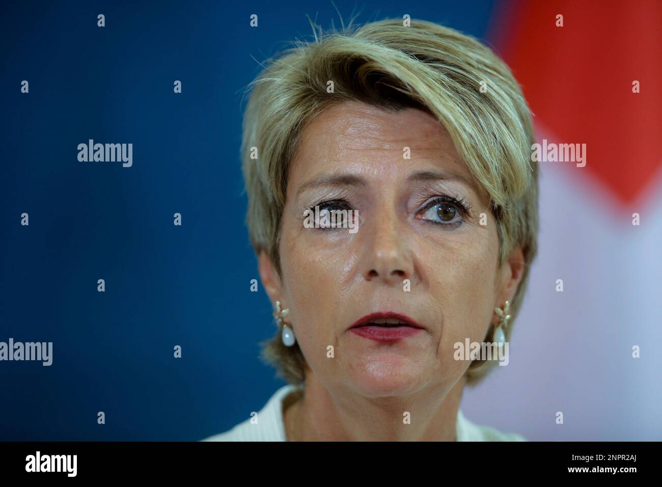 Switzerland's Justice Minister Karin Keller-Sutter attends a news ...
