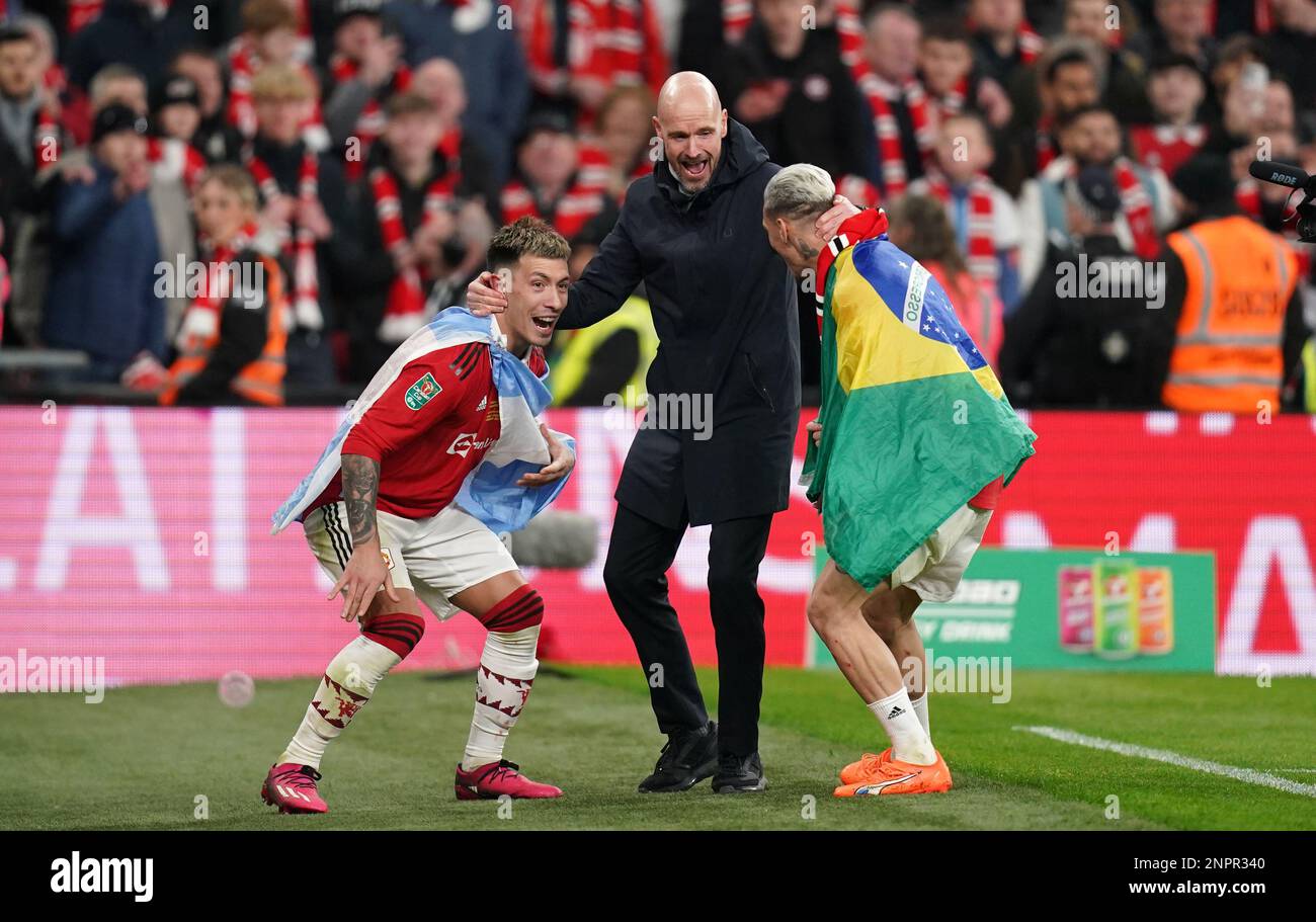 Manchester United Manager Erik Ten Hag Centre Celebrates With