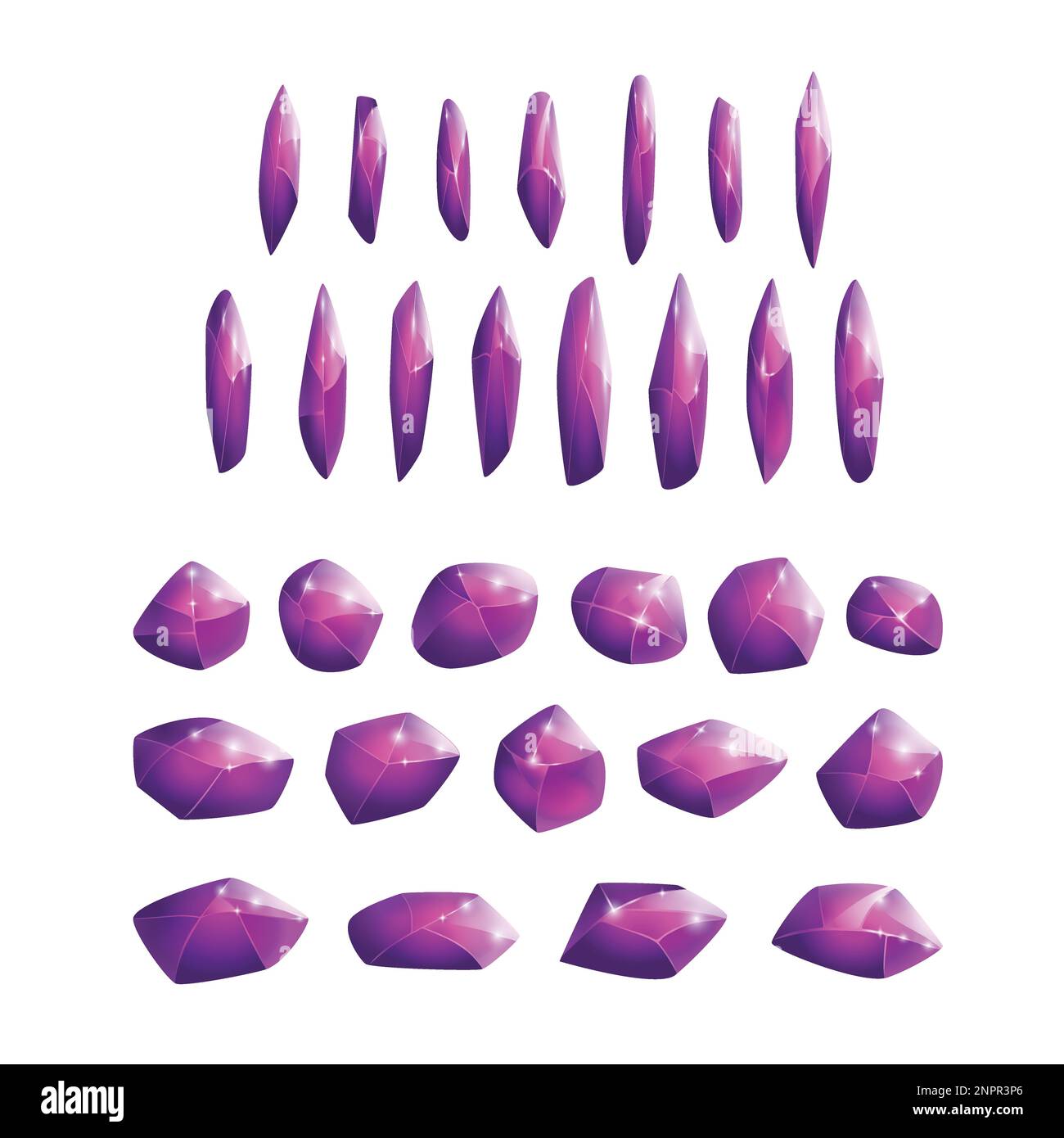 Crystals and natural minerals collection. Cartoon Magic Gemstones set ...
