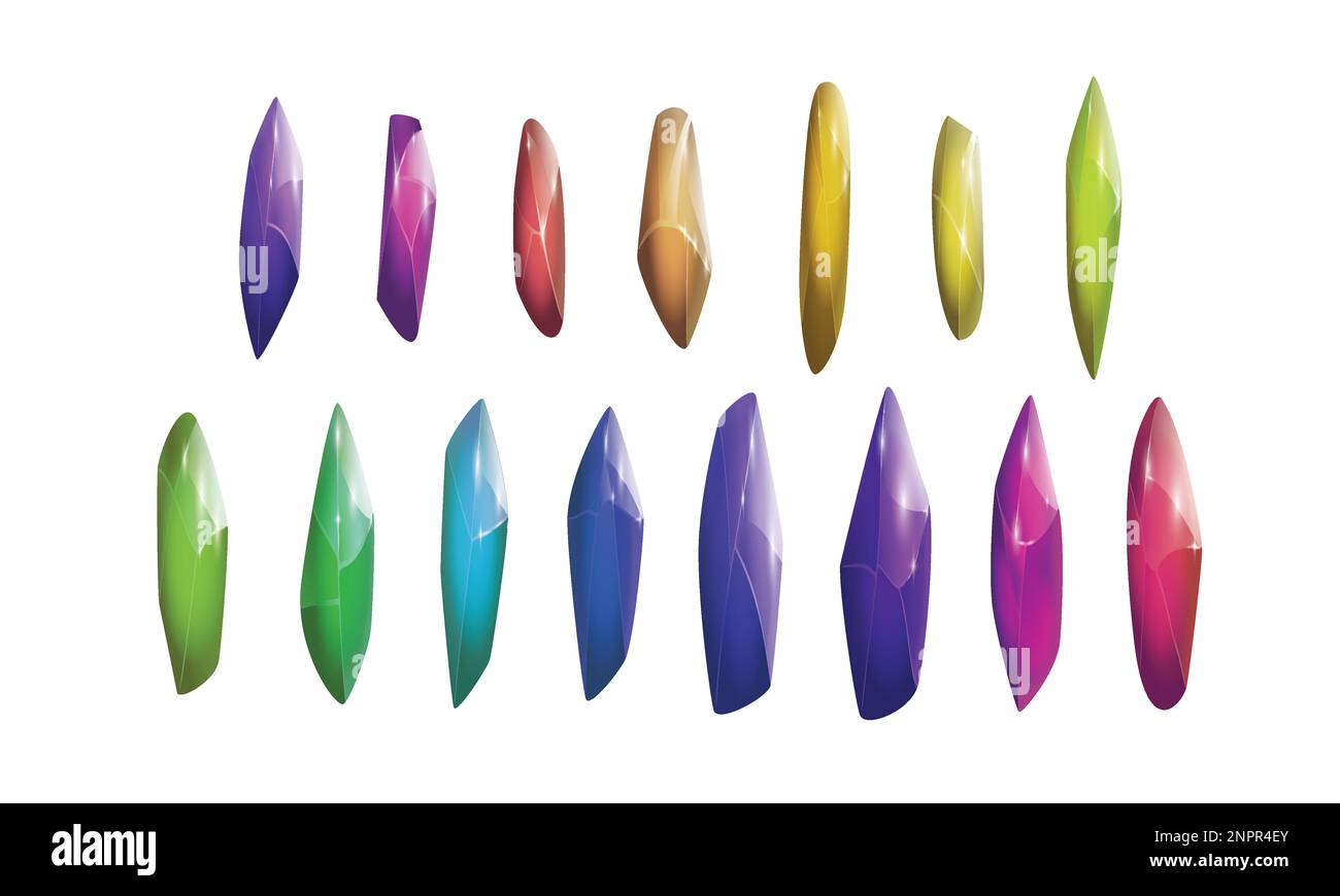 Crystals and natural minerals collection. Cartoon Magic Gemstones set ...