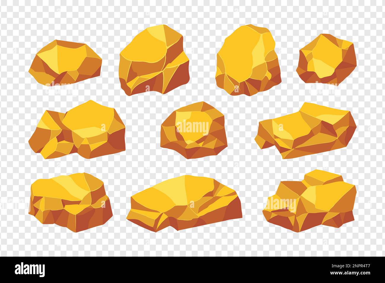 Rock and stones set. Different shape gold boulder collection. vector ...