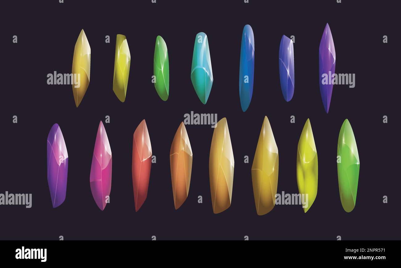 Crystals and natural minerals collection. Cartoon Magic Gemstones set ...