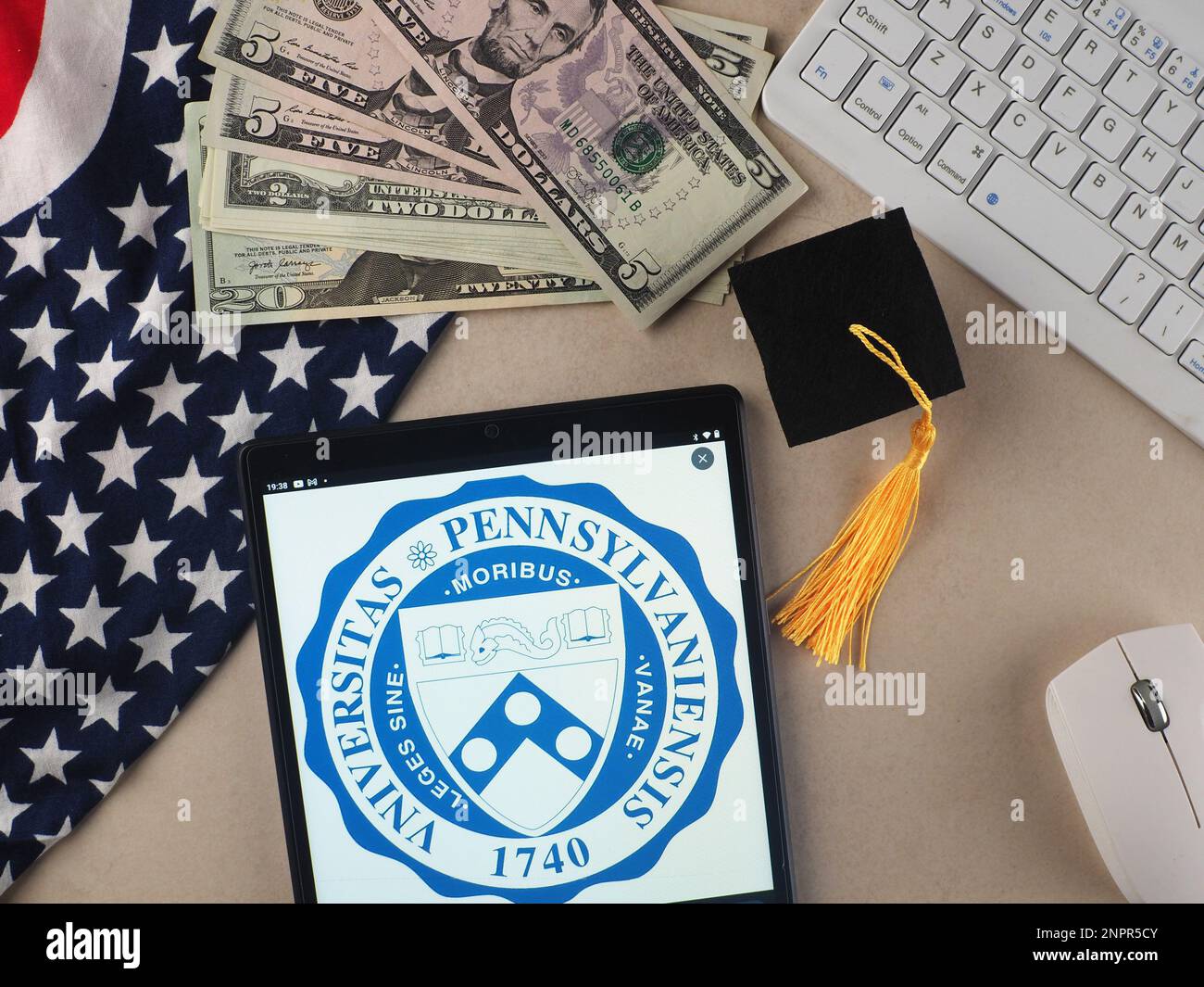 In this photo illustration, University of Pennsylvania logo seen ...