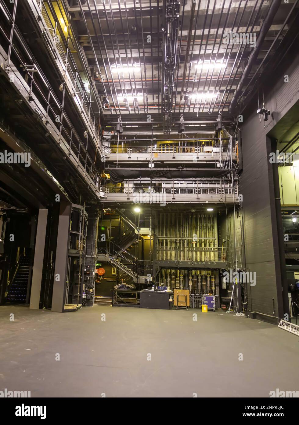 Backstage of theater house with cat walks and fly aways Stock Photo - Alamy