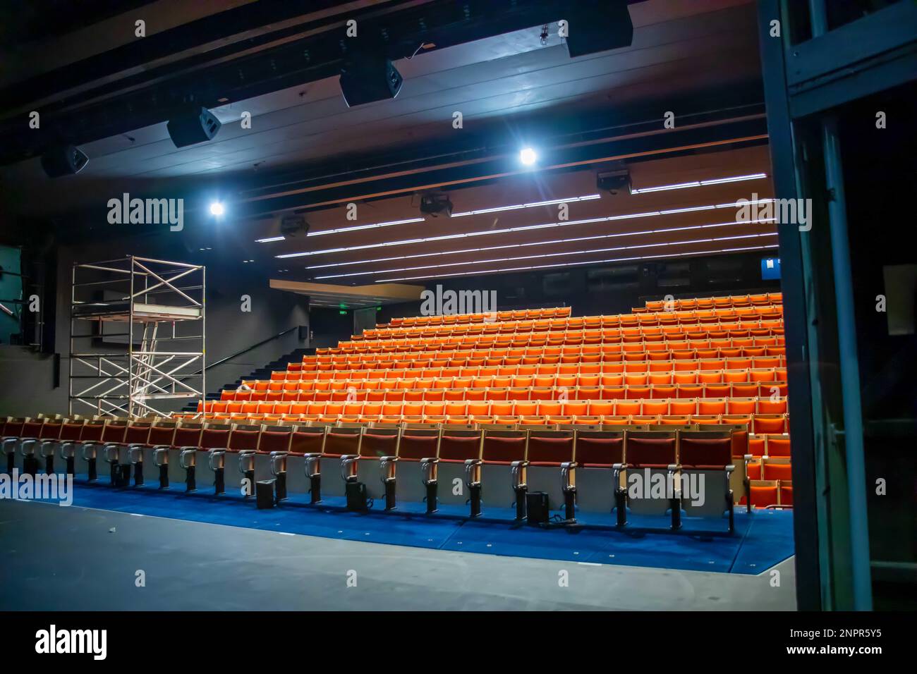 Empty seats inside theater from perspective on stage Stock Photo - Alamy