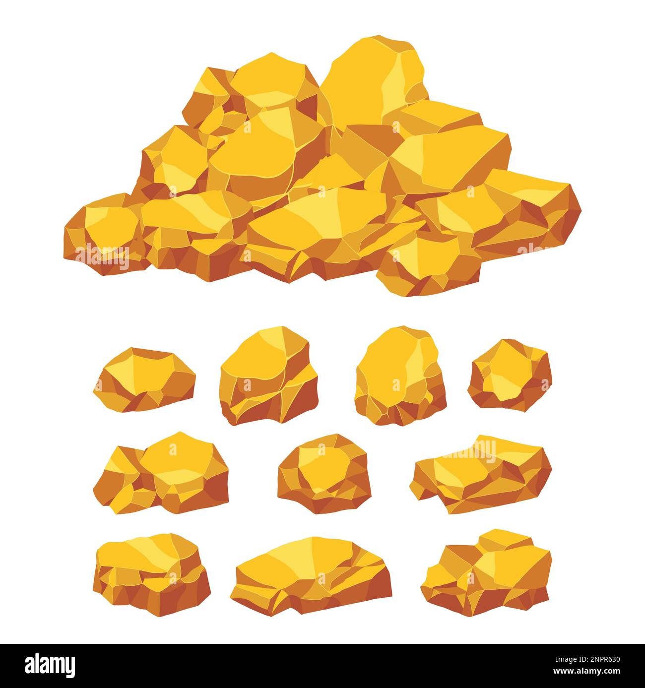 Rock and stones set. Different shape gold boulder collection. vector ...
