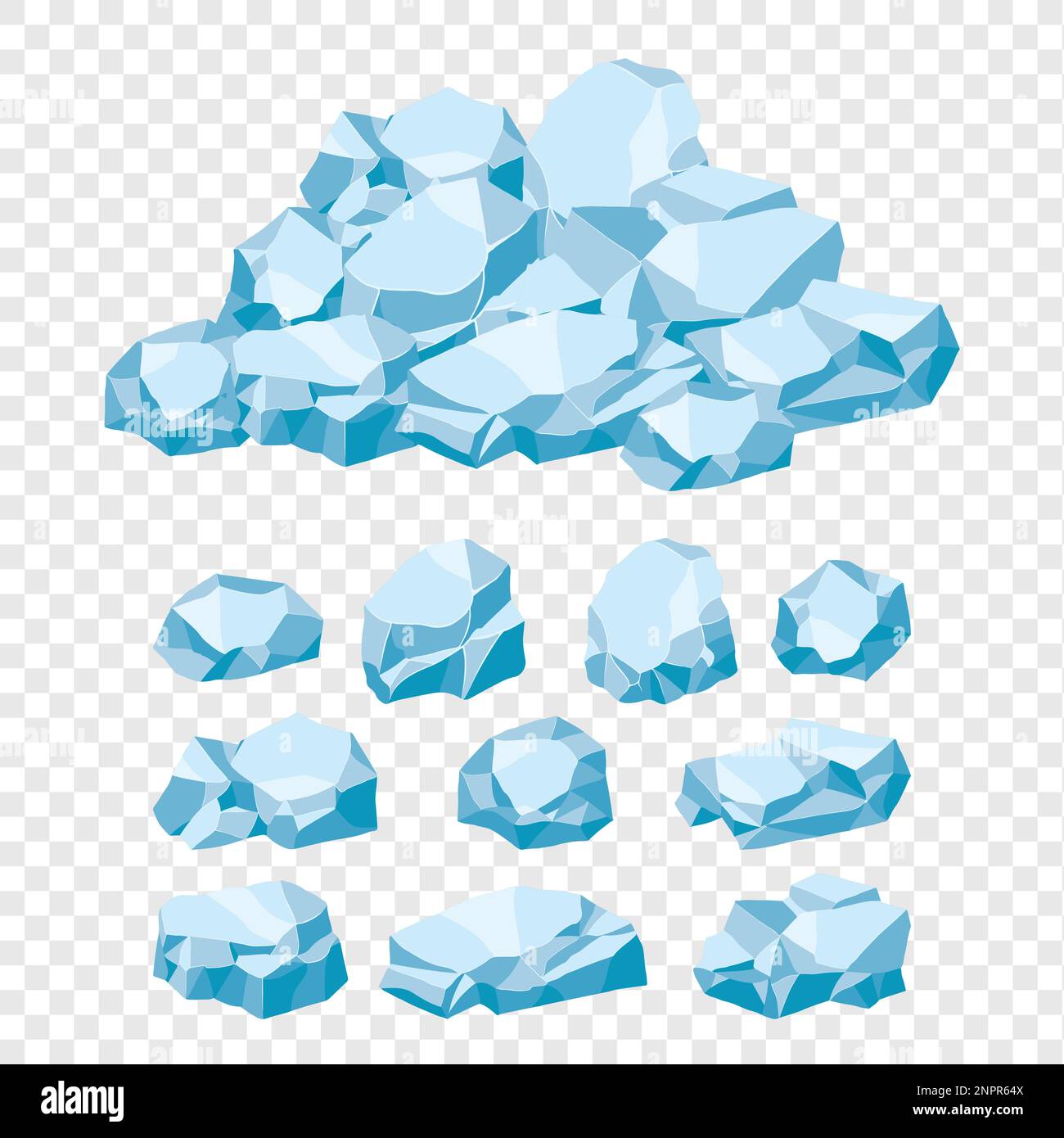 Rock and stones set. Different shape ice boulder collection. vector ...