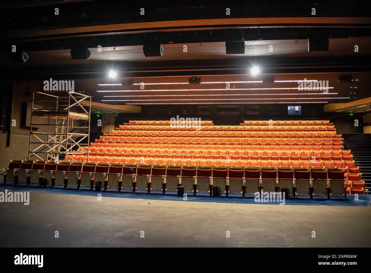 Empty seats inside theater from perspective on stage Stock Photo - Alamy
