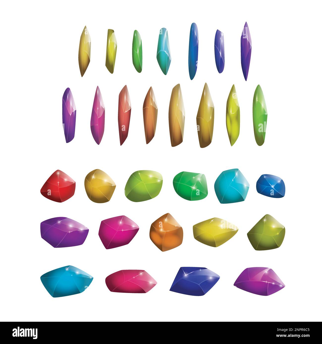 Crystals and natural minerals collection. Cartoon Magic Gemstones set ...