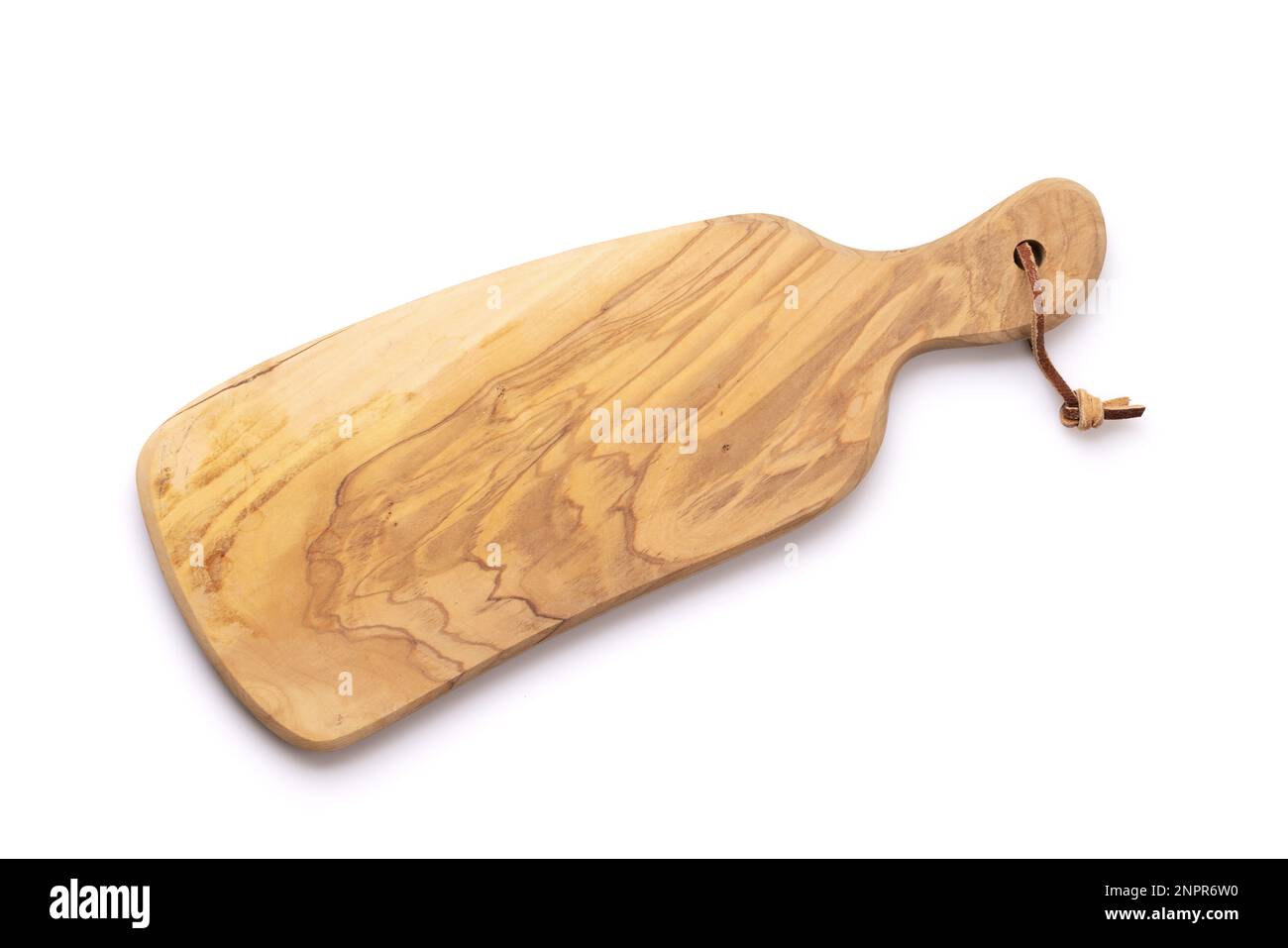 Wooden cutting board. Isolated on white background. Flat lay top view ...