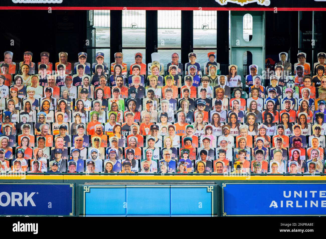 HOUSTON, TX - JULY 25: Houston Astros fan cutouts are displayed in the ...