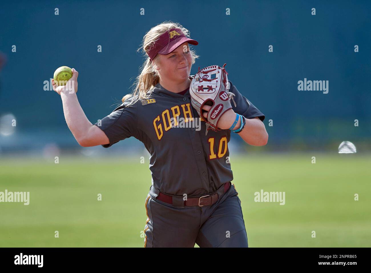 Minnesota Gophers Katelyn Kemmetmueller (10) during warmups before an ...