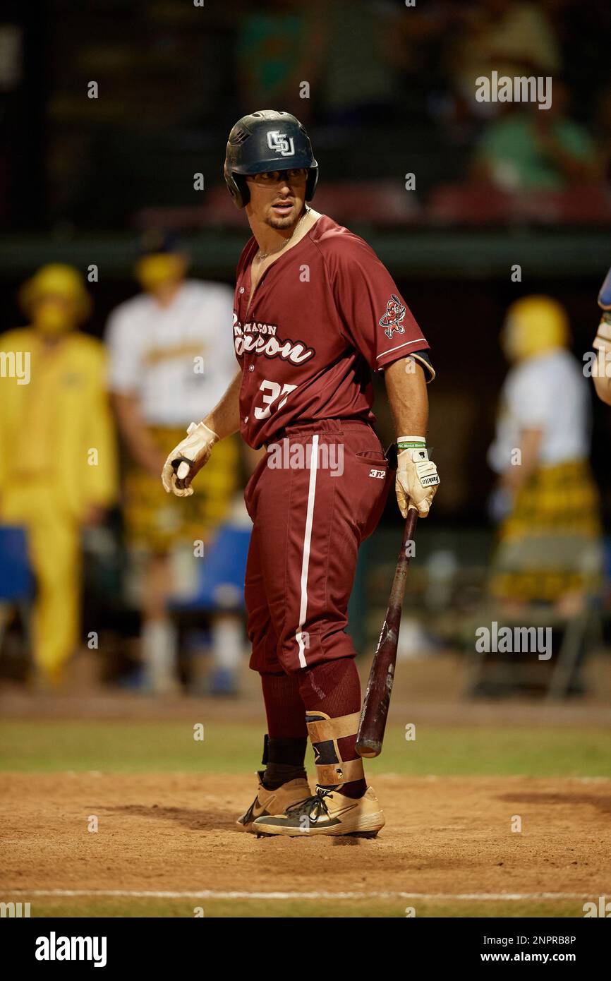 Macon Bacon Robert Brooks (37) bats during a Coastal Plain League game ...