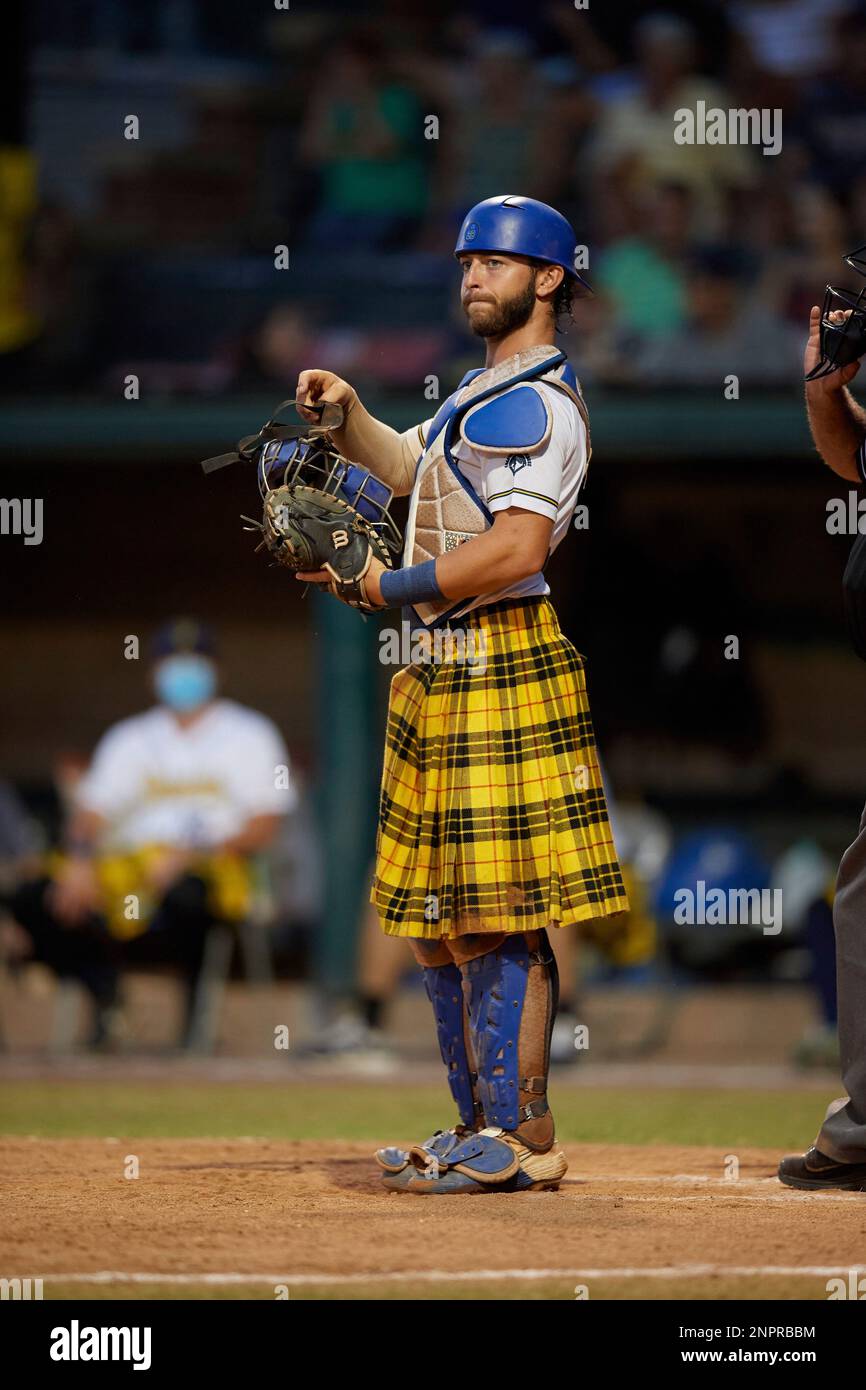 Savannah Bananas catcher Bill Leroy (1) during a Coastal Plain League ...