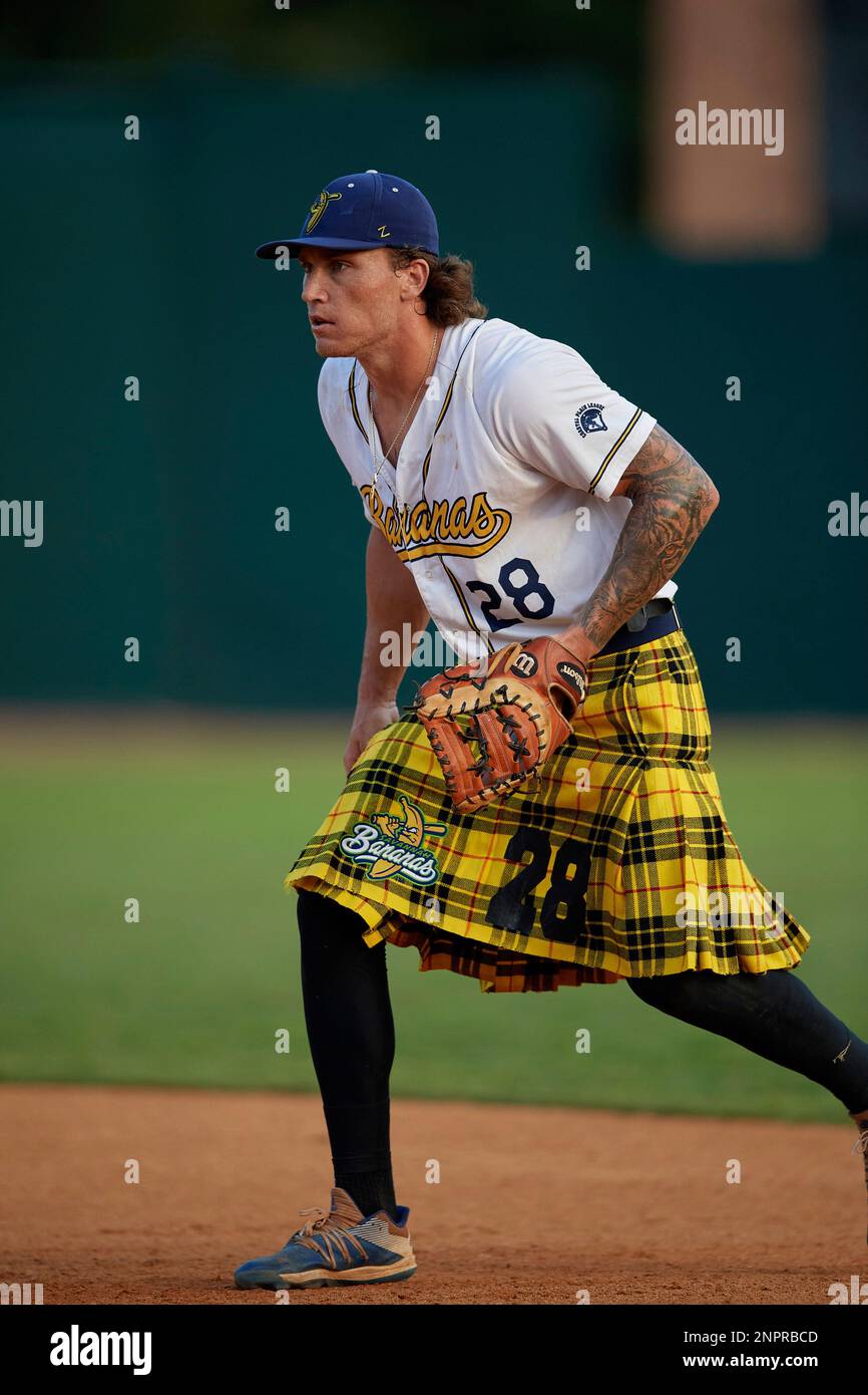 Savannah Bananas first baseman Daniel Oberst (28) during a Coastal ...