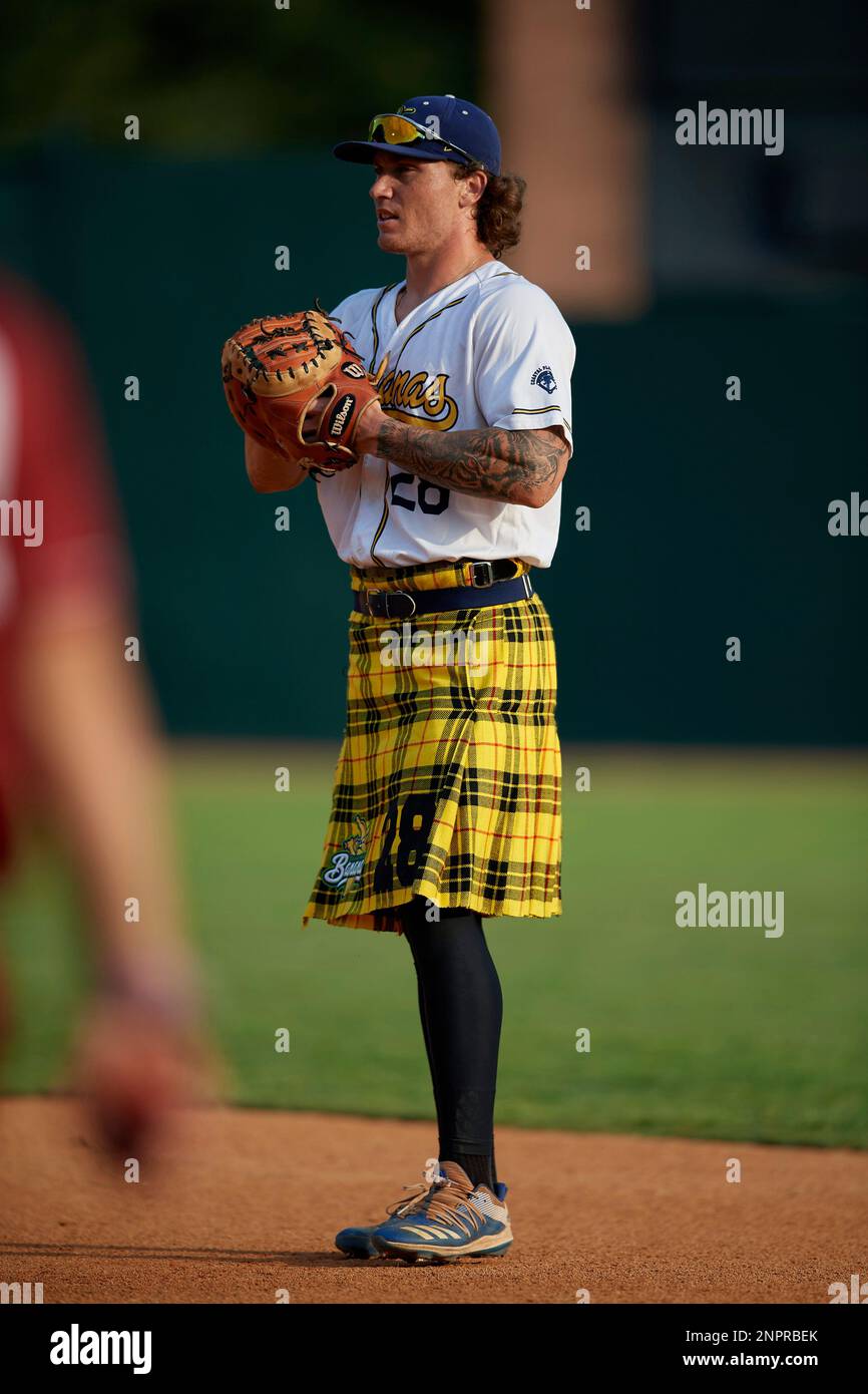 Savannah Bananas first baseman Daniel Oberst (28) during a Coastal ...