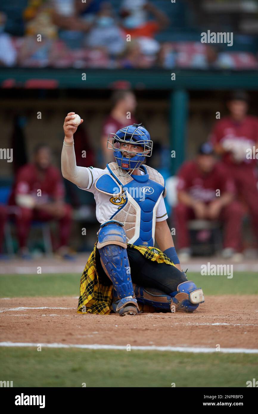 Savannah Bananas catcher Bill Leroy (1) during a Coastal Plain League ...