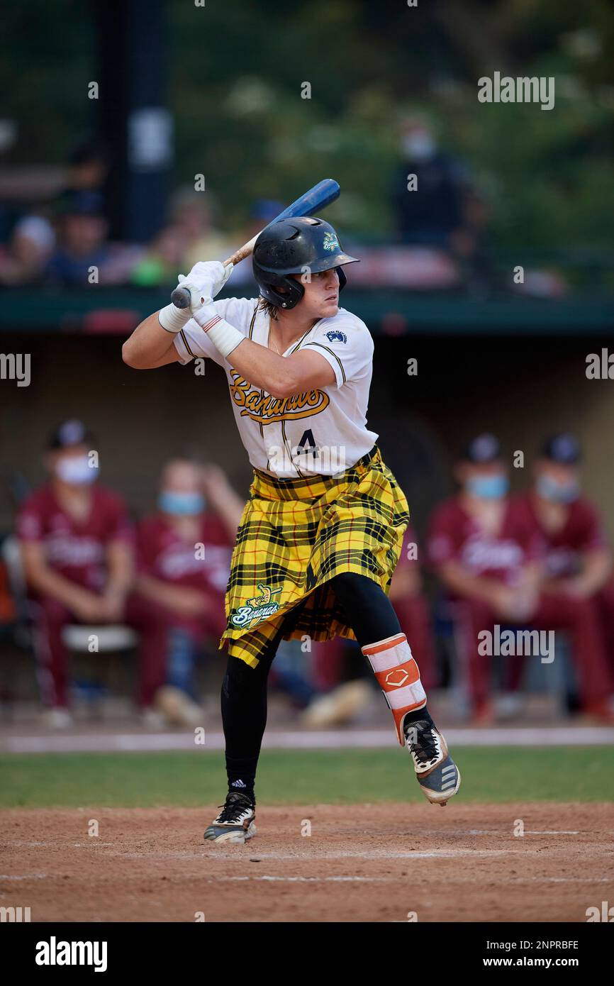 Savannah Bananas Bill Knight (4) bats during a Coastal Plain League ...