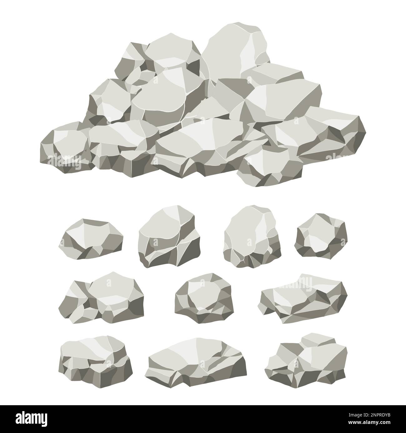 Rock and stones set. Different shape boulder collection. vector ...