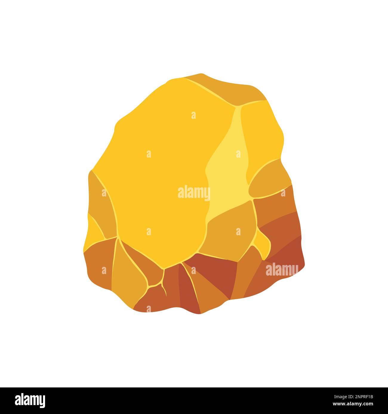 Gold rock boulder. Natural shape golden stone. vector illustration ...