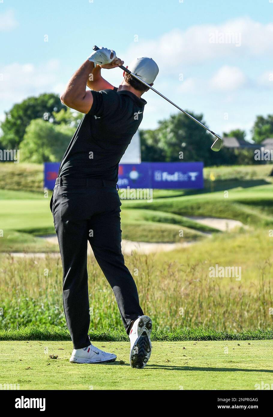 BLAINE, MN - JULY 23: Brooks Koepka takes a tee shot off the 11th hole ...