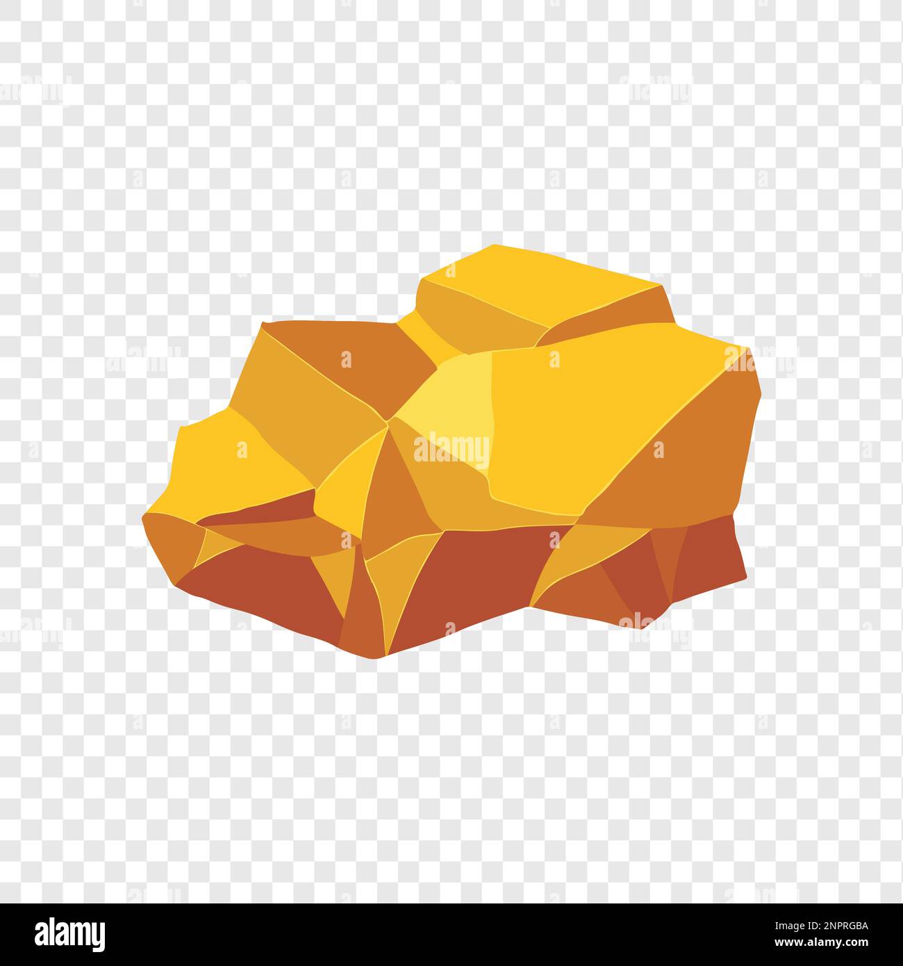 Gold rock boulder. Natural shape golden stone. vector illustration ...