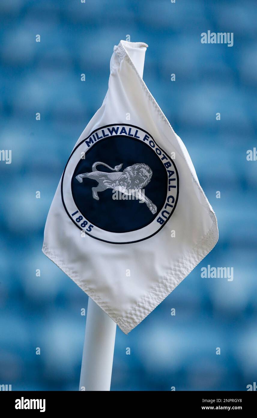 LONDON, ENGLAND, JULY 22 2020: Millwall corner Flag during EFL Sky Bet ...