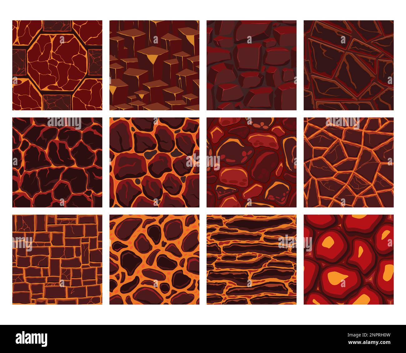 Cartoon game textures, lava surface seamless patterns. Game assets ...