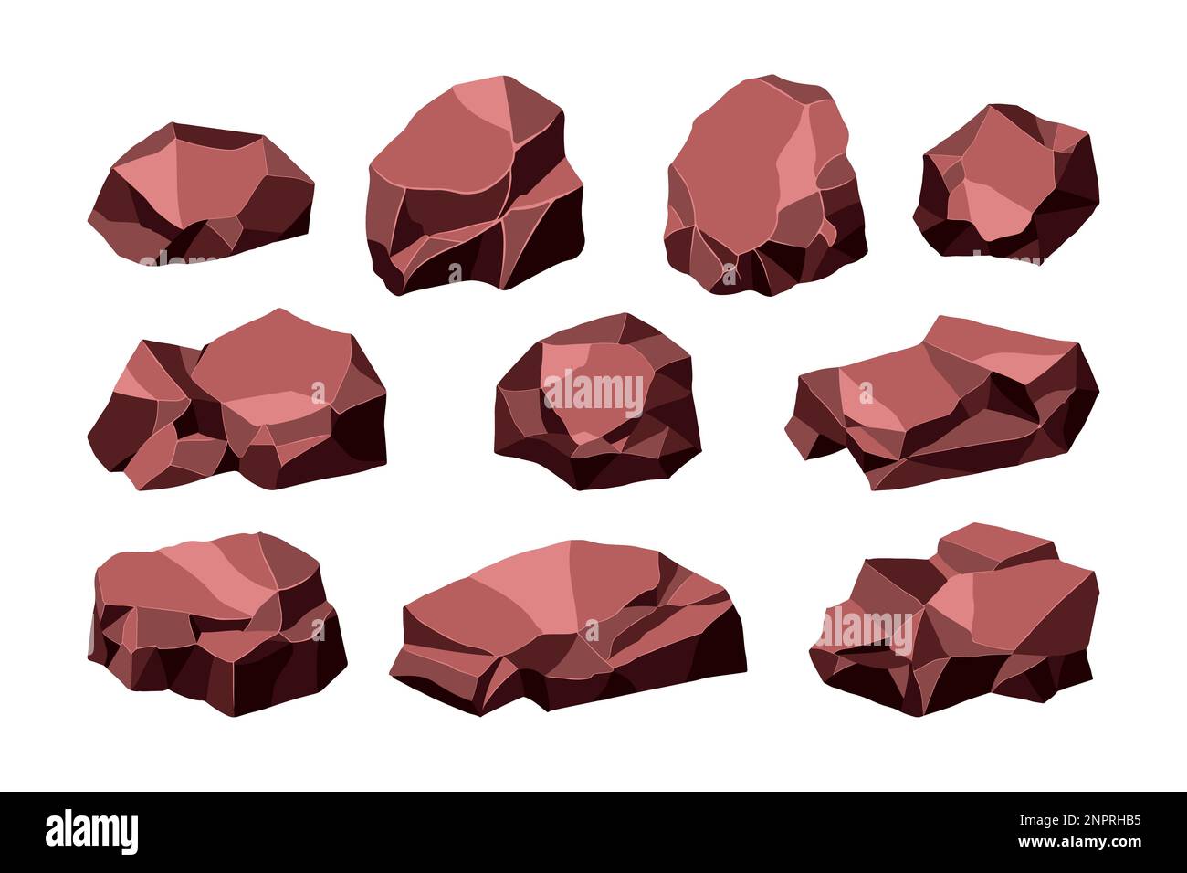 Rock and stones set. Different shape ore boulder collection. vector ...