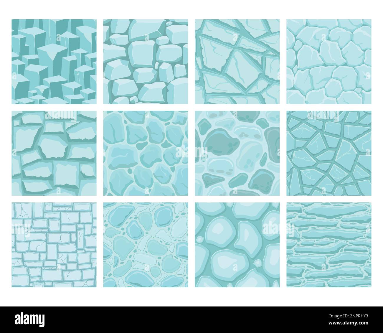 Cartoon game textures, ice surface seamless patterns. Game assets walls ...