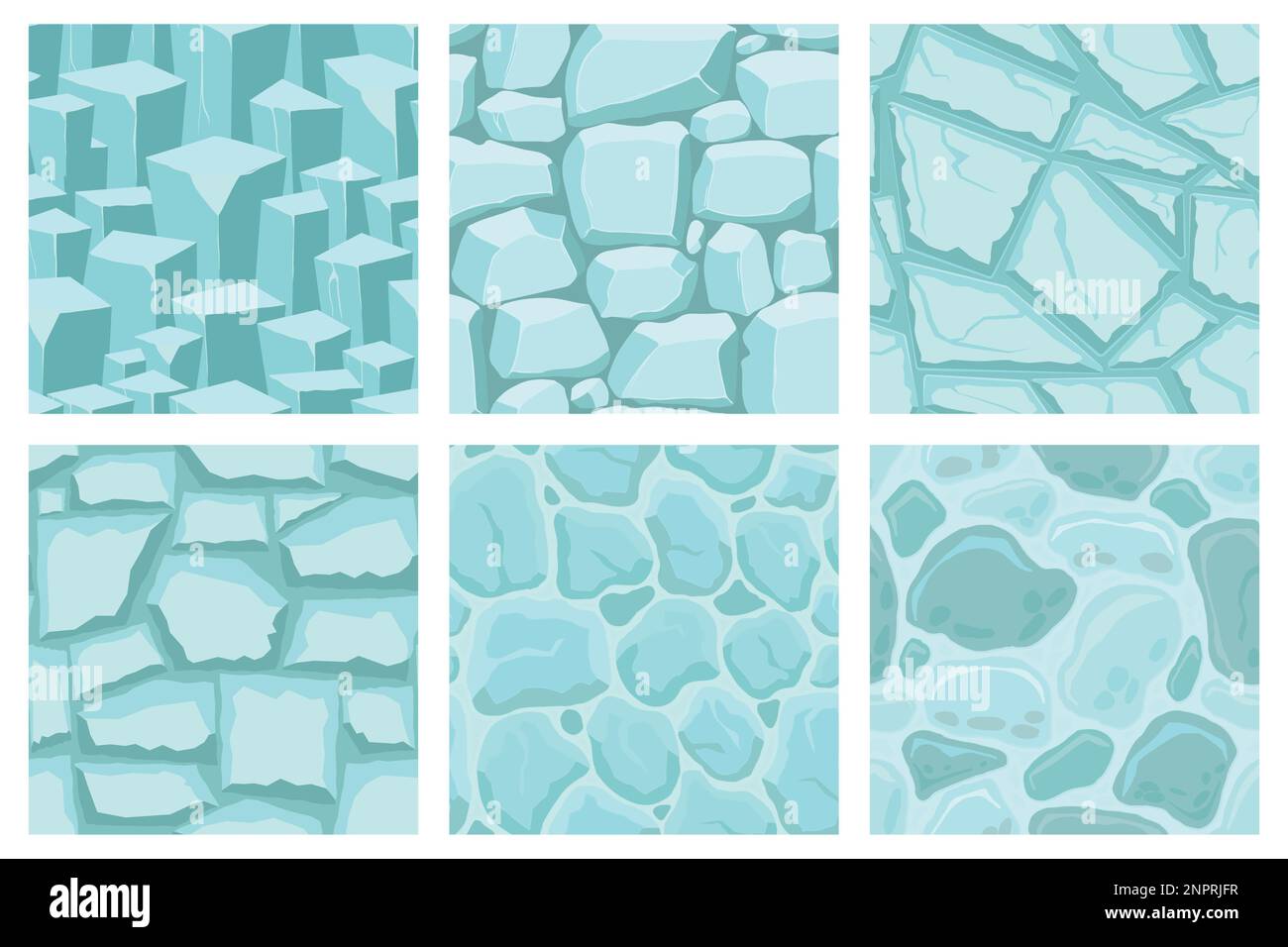 Cartoon game textures, ice surface seamless patterns. Game assets walls ...