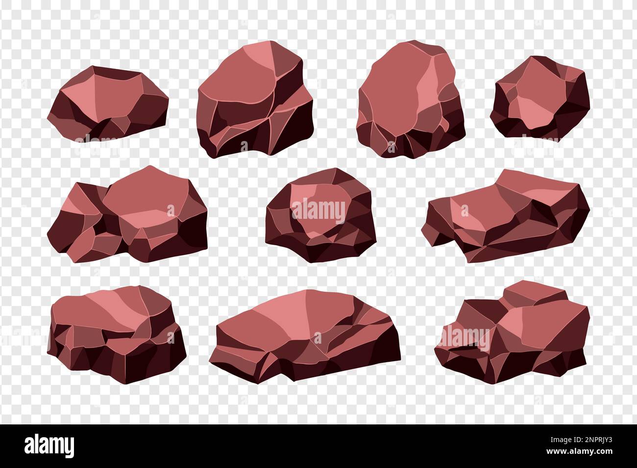 Rock and stones set. Different shape ore boulder collection. vector ...