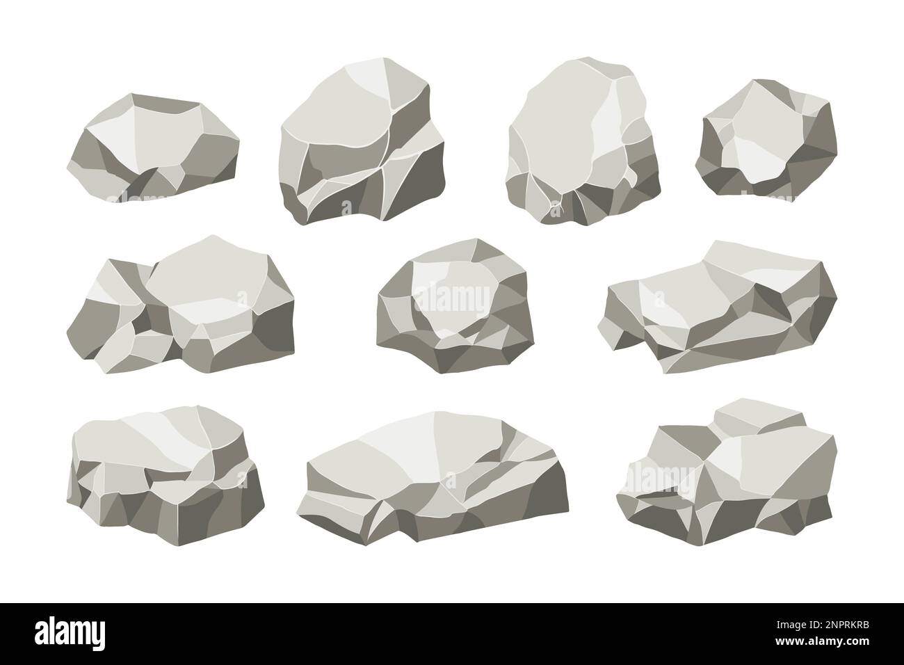 Rock and stones set. Different shape boulder collection. vector ...