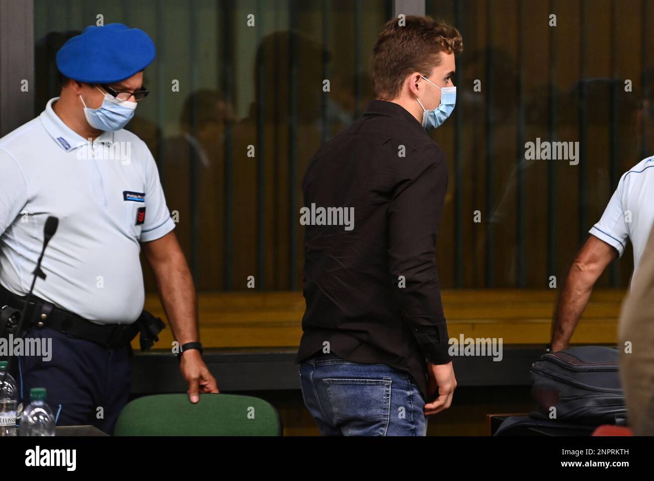 Gabriel Natale Hjorth, from the United States, center, leaves the ...